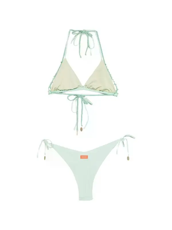 COTAZUR Bead-embellished Crochet Bikini - Green