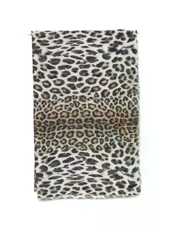 Faliero Sarti Maculata Leopard-print Frayed Scarf - Neutrals