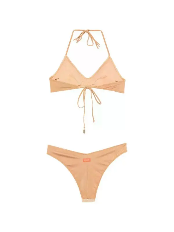 COTAZUR Crochet-knit Halterneck Bikini - Gold