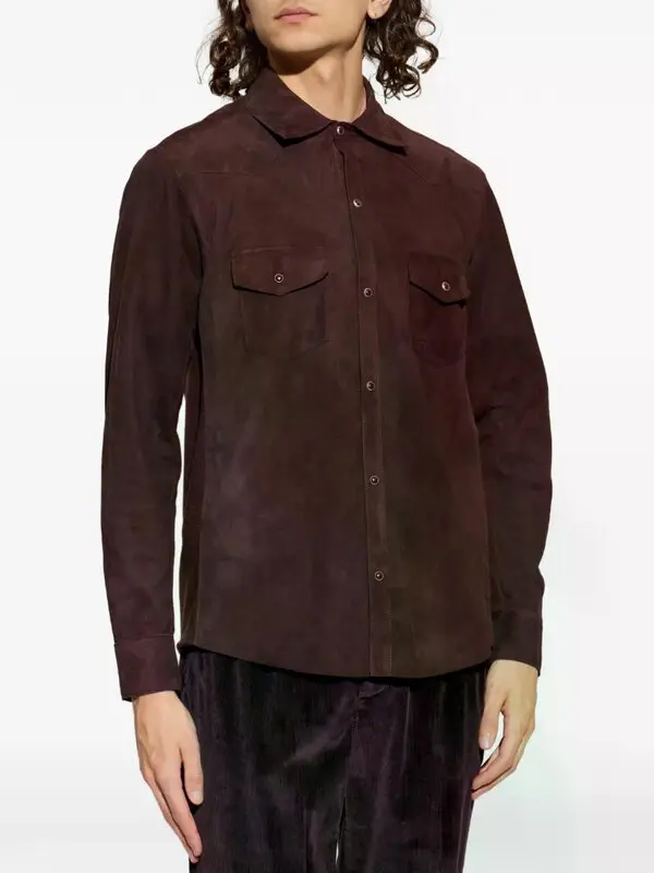 Eleventy Suede-panelled Western-yoke Jacket - Brown