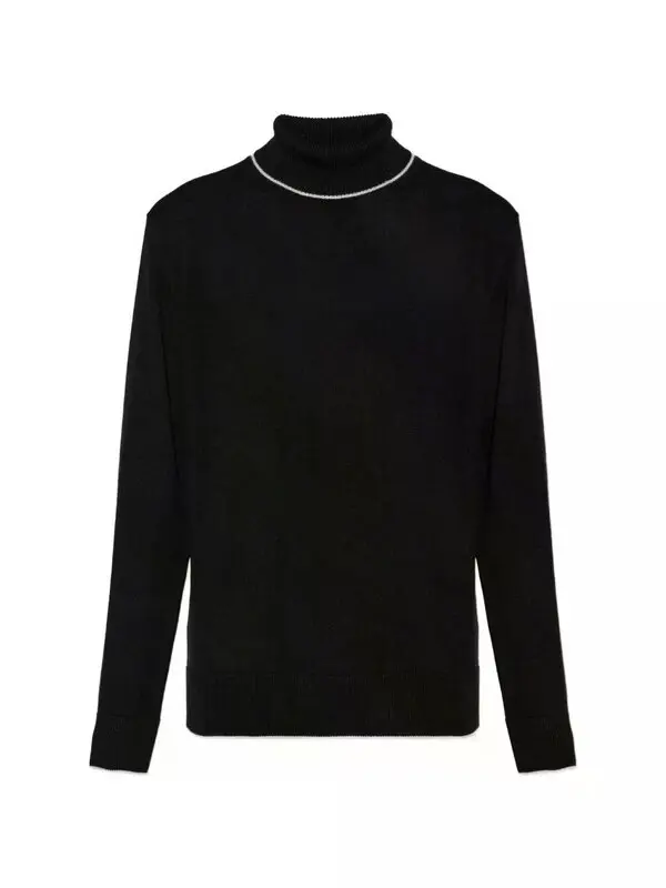Eleventy Contrast Trim Roll-neck Sweater