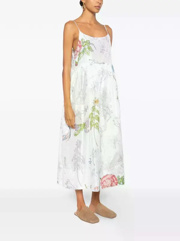 INJIRI Herbarium Floral-print Midi Dress