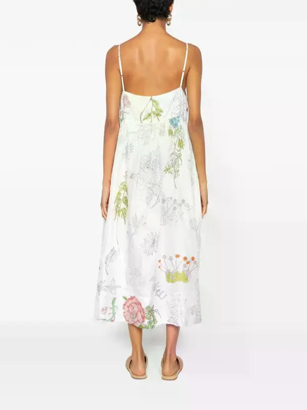 INJIRI Herbarium Floral-print Midi Dress