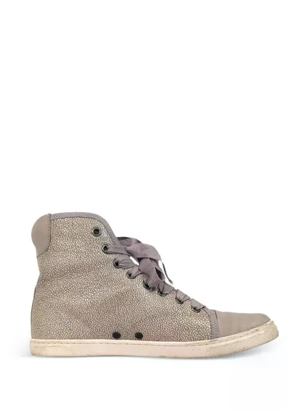 LANVIN Textured Leather High-top Sneakers