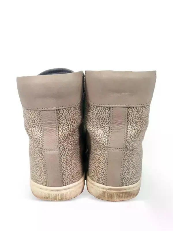 LANVIN Textured Leather High-top Sneakers
