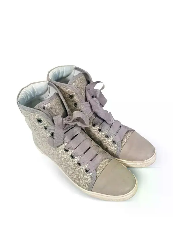 LANVIN Textured Leather High-top Sneakers