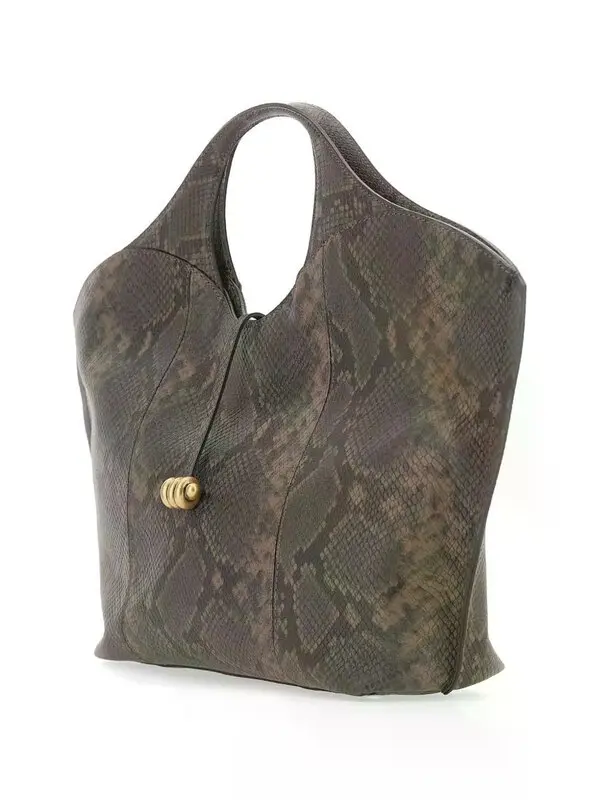 GIANNI CHIARINI Infinity Python-effect Leather Tote Bag - Brown