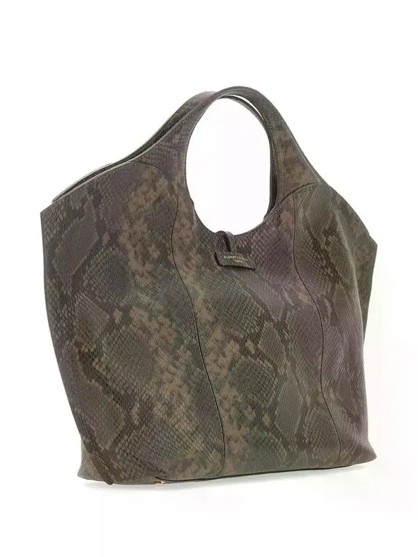 GIANNI CHIARINI Infinity Python-effect Leather Tote Bag - Brown