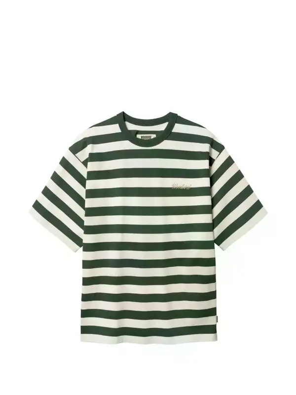 WOODBIRD Beam Striped Embroidered-logo T-shirt