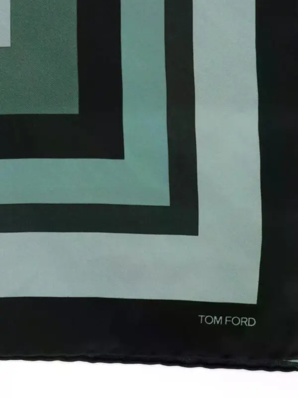 TOM FORD Striped Logo-print Pocket Square - Black
