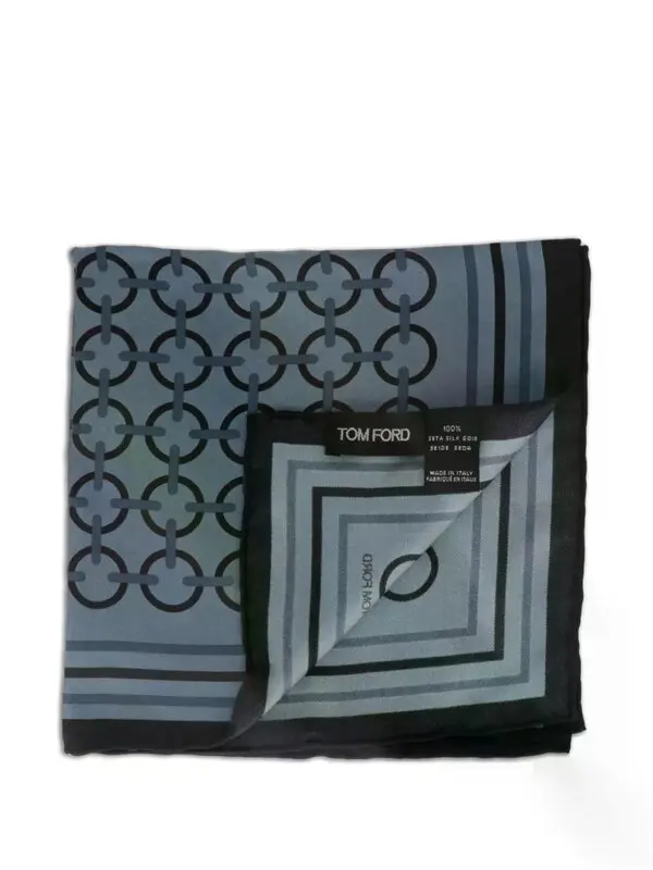 TOM FORD Chain-link-print Silk Pocket Square
