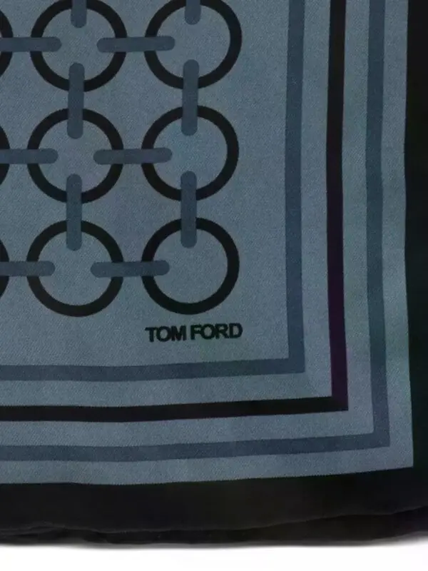 TOM FORD Chain-link-print Silk Pocket Square