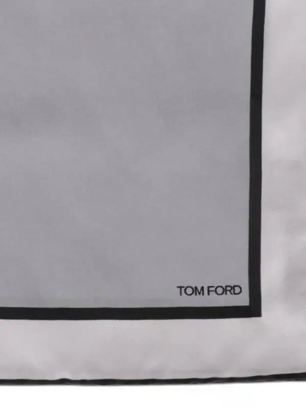 TOM FORD Border-detail Pocket Square - Grey