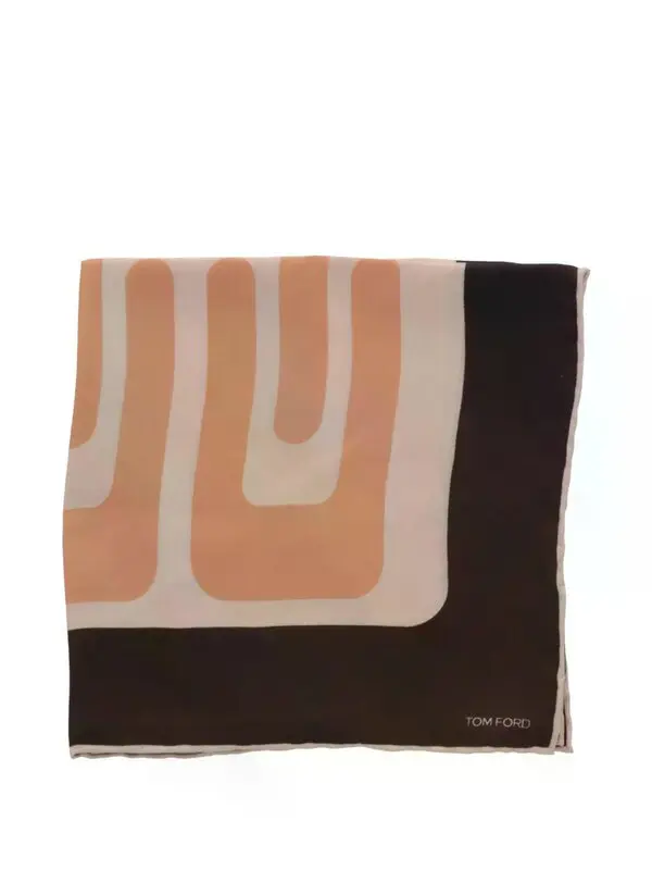 TOM FORD Geometric-print Pocket Square - Brown