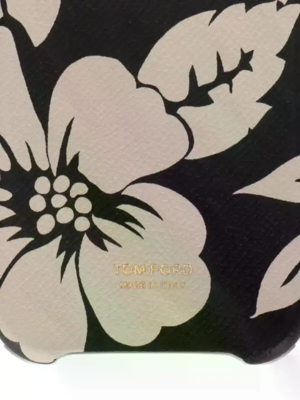 TOM FORD Floral-print Grained-texture Phone Case - Black