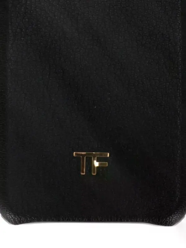 TOM FORD Logo-plaque Grained-texture Leather Phone Case