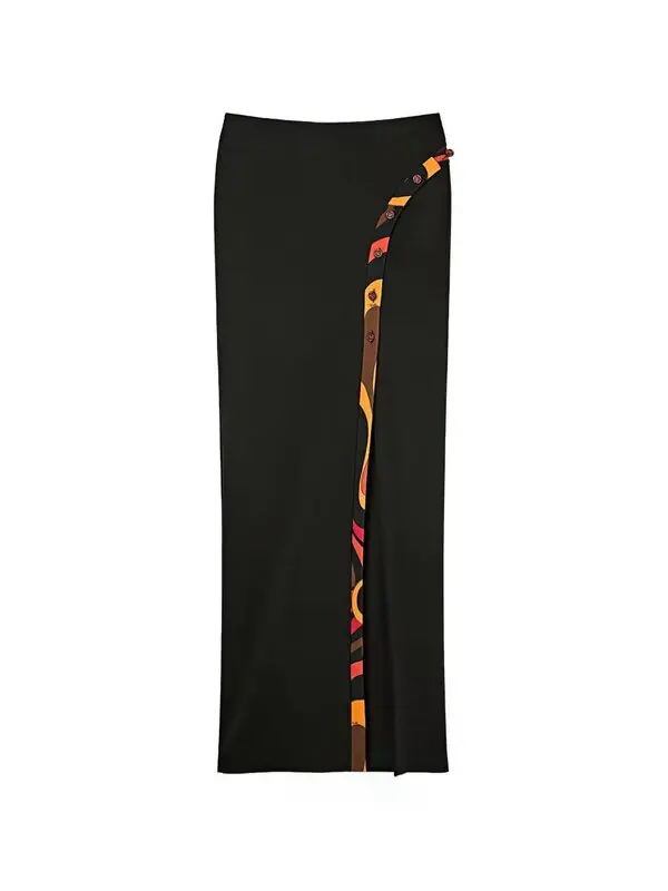Emilio Pucci Superstretch Cady Skirt With Side Slit And Contrast Print
