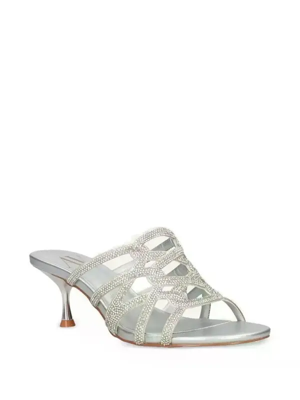 ALBANO Vanity Crystal-embellished Caged Sandals - Silver