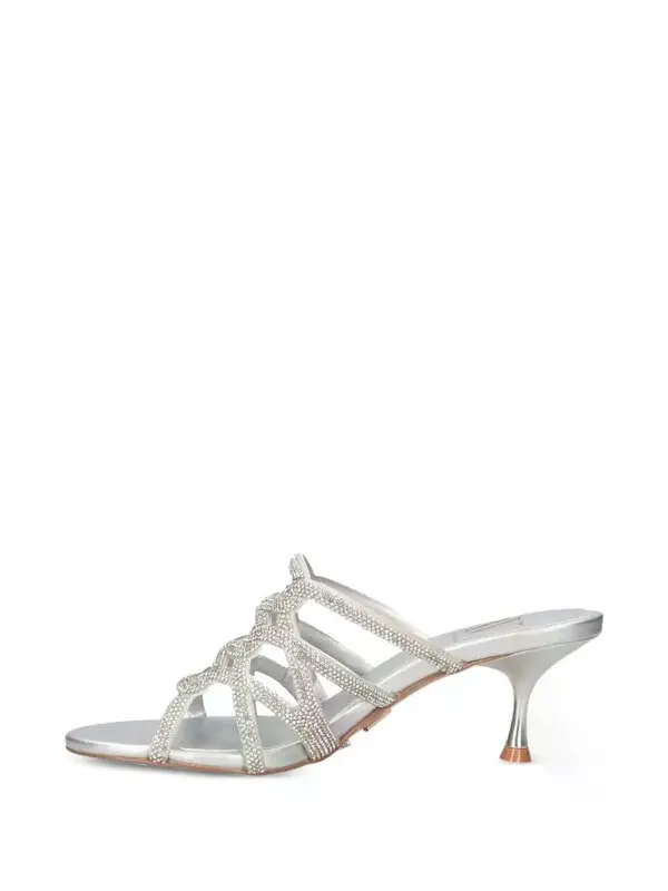 ALBANO Vanity Crystal-embellished Caged Sandals - Silver