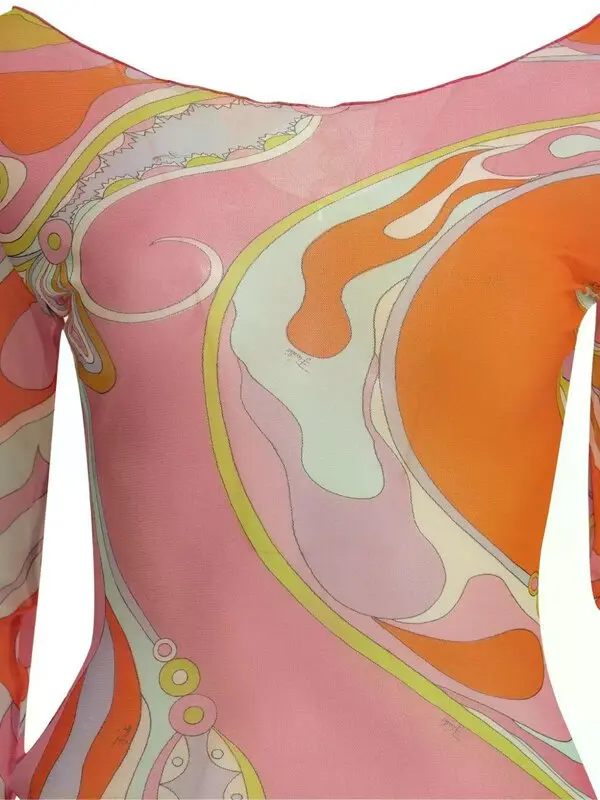 Emilio Pucci Iride Print Mesh Long-sleeve Top