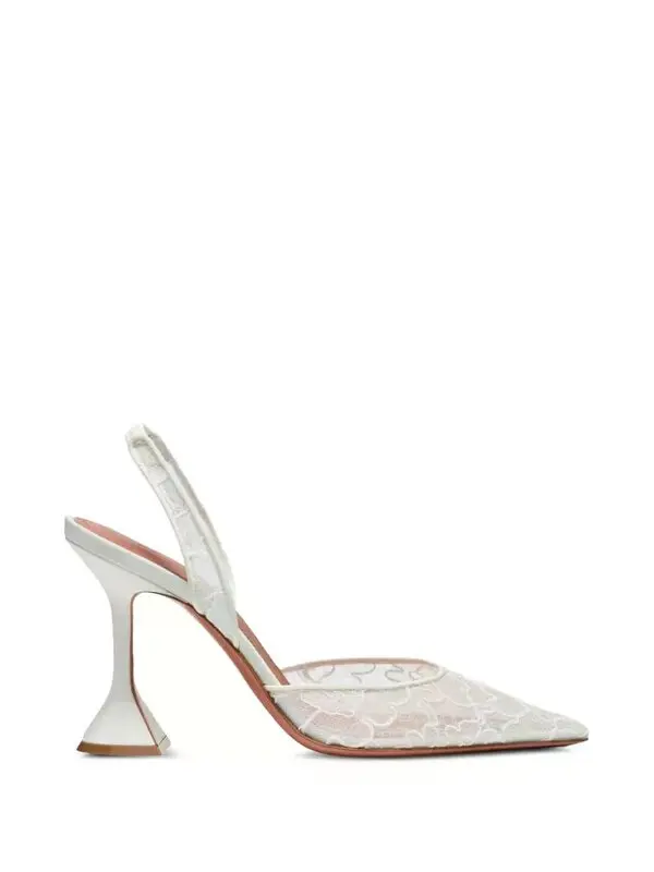 Amina Muaddi Holli Floral-lace Slingback Pumps