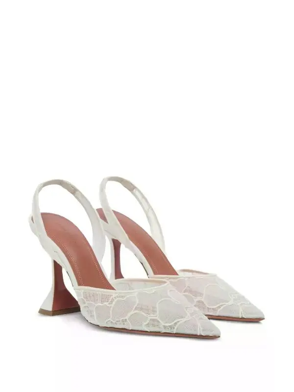 Amina Muaddi Holli Floral-lace Slingback Pumps