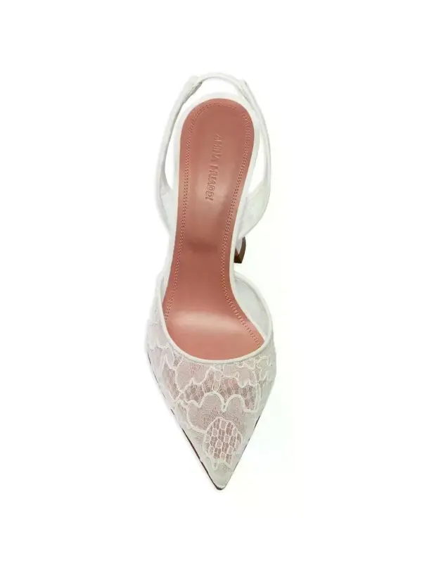 Amina Muaddi Holli Floral-lace Slingback Pumps
