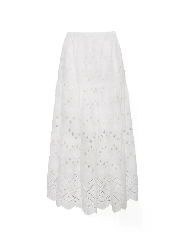 Cara Cara Melanie Eyelet-embroidered Maxi Skirt - White