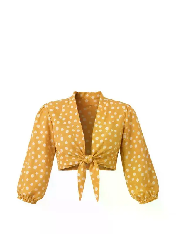 ADRIANA DEGREAS Polka-dot Tie-fastening Blouse
