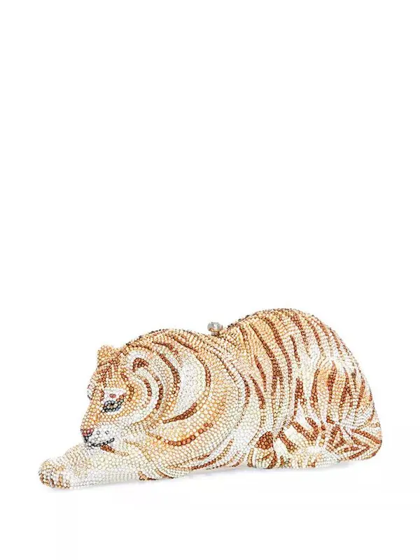 Judith Leiber Wildcat En Cub Rhinestone Clutch Bag - Gold