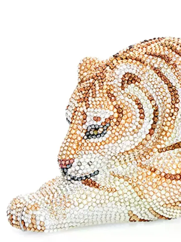 Judith Leiber Wildcat En Cub Rhinestone Clutch Bag - Gold