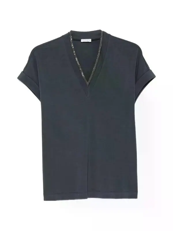 Brunello Cucinelli Monili Trim V-neck T-shirt