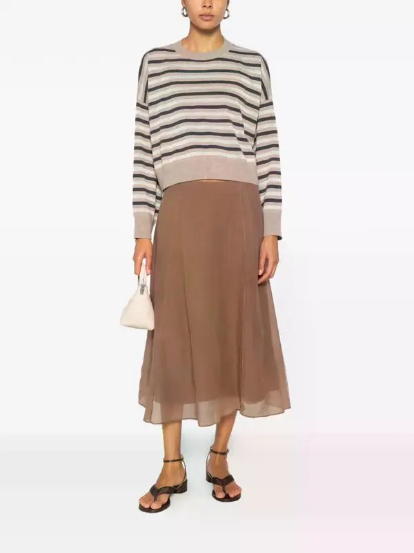Brunello Cucinelli Horizontal Stripe Crew Neck Sweater