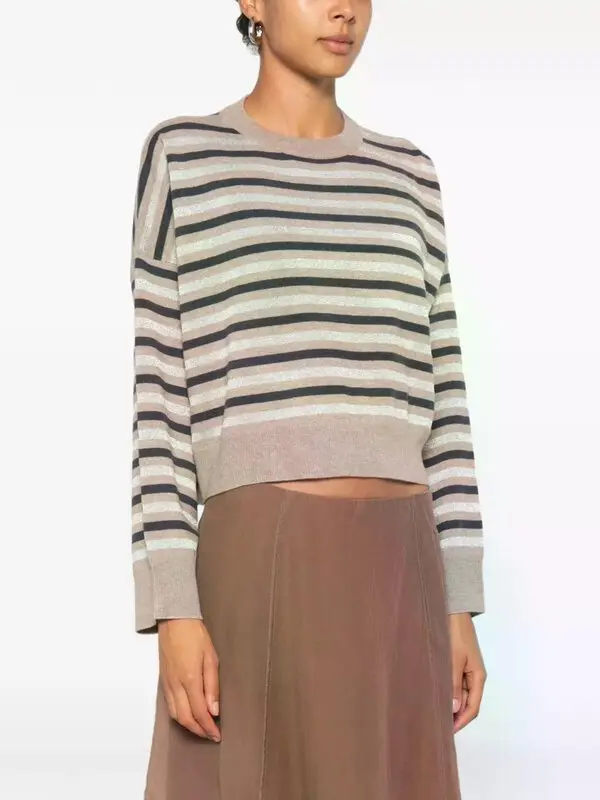 Brunello Cucinelli Horizontal Stripe Crew Neck Sweater