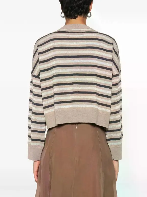 Brunello Cucinelli Horizontal Stripe Crew Neck Sweater
