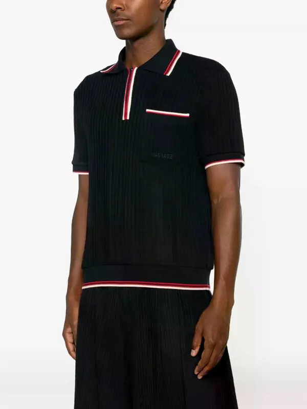 Mackage Estaban Striped-trim Zip-neck Polo Shirt