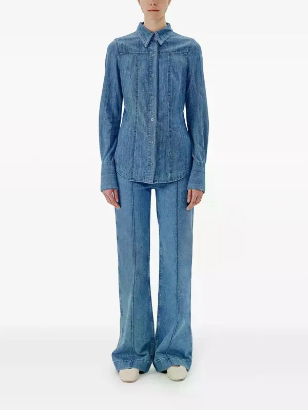 Another Tomorrow Indigo Chambray Slim-cut Shirt