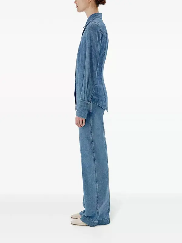 Another Tomorrow Indigo Chambray Slim-cut Shirt