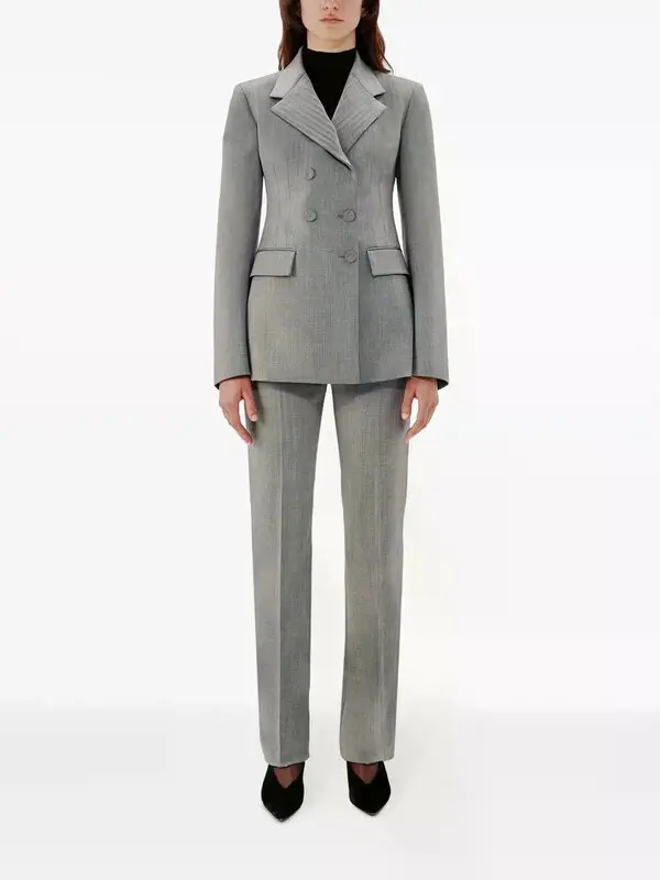 Another Tomorrow Herringbone Double-breasted Blazer