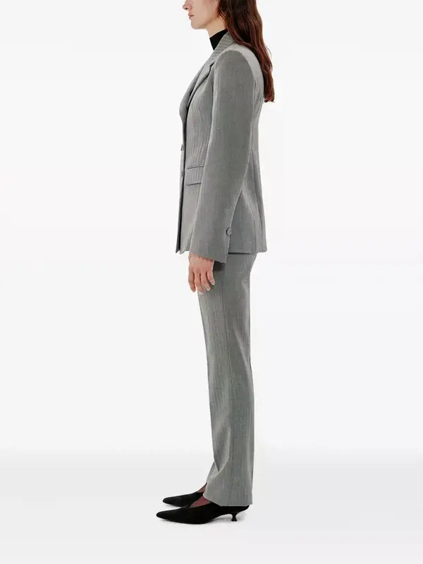 Another Tomorrow Herringbone Double-breasted Blazer