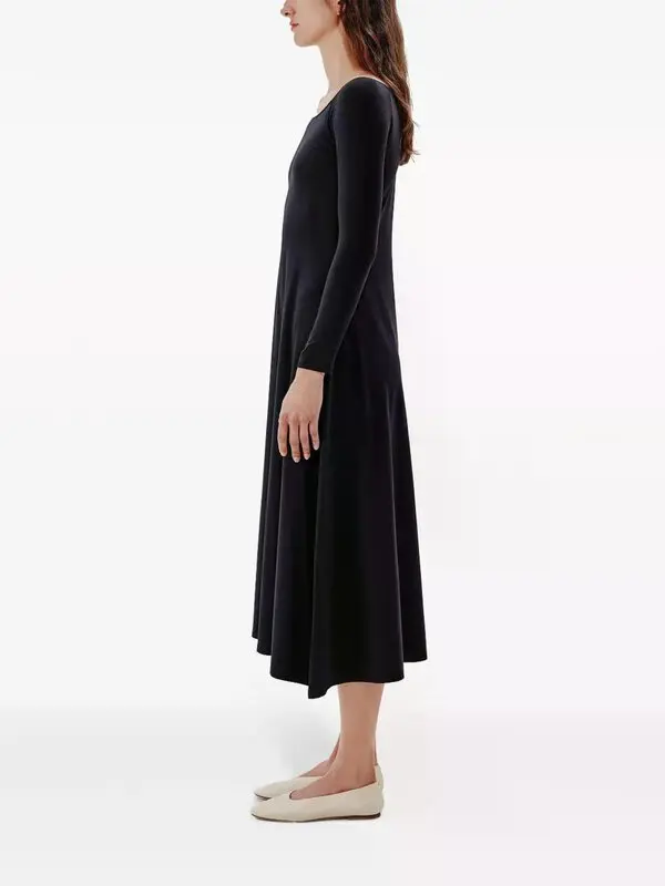Another Tomorrow Boat Neck Long Sleeve Midi Dress