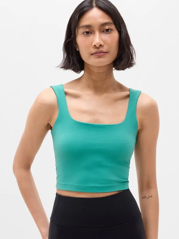 Athleta Transcend Square Neck Crop Sports Bra A-c - Alpine