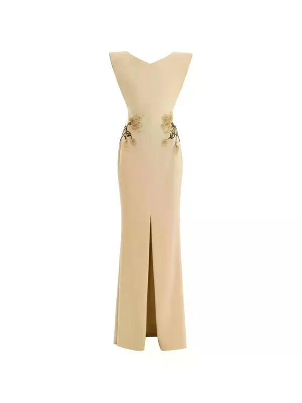 GEMY MAALOUF Embroidered Structured Neckline Dress