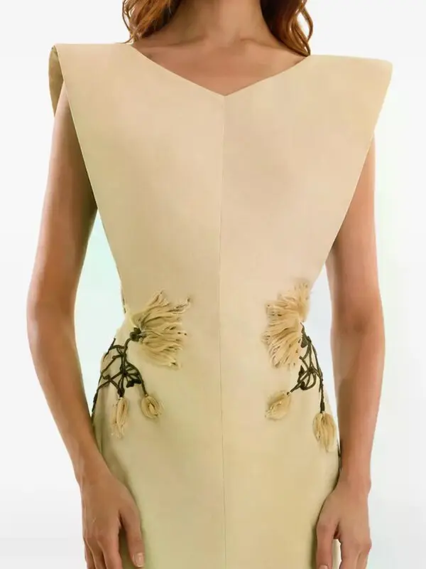 GEMY MAALOUF Embroidered Structured Neckline Dress