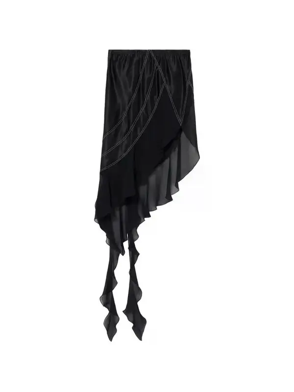 Off-White Asymmetrical Skirt With Contrast Stitching