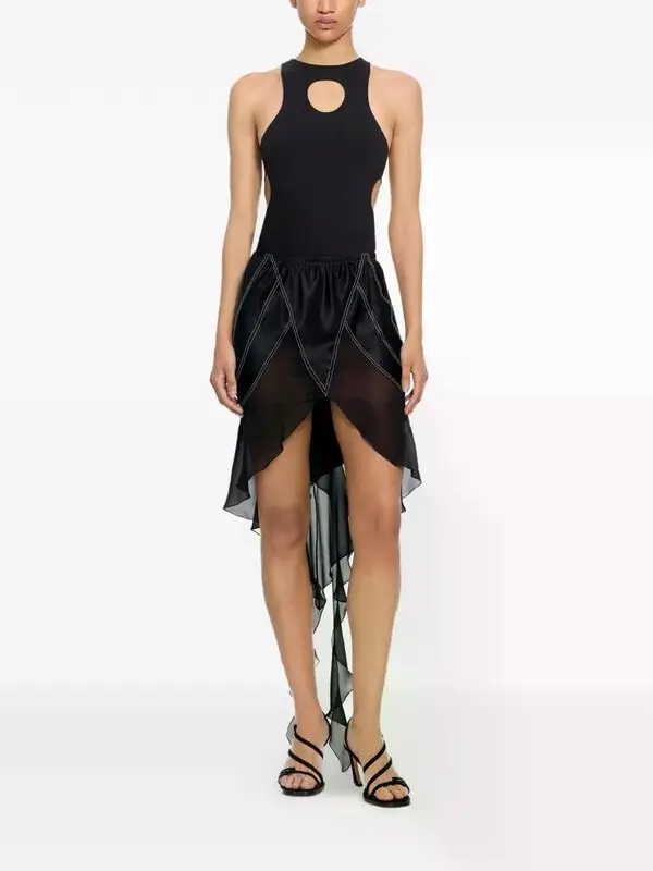 Off-White Asymmetrical Skirt With Contrast Stitching