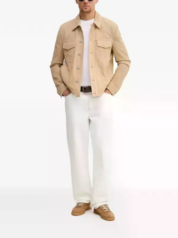 TRUSSARDI Suede-finish Button-up Jacket