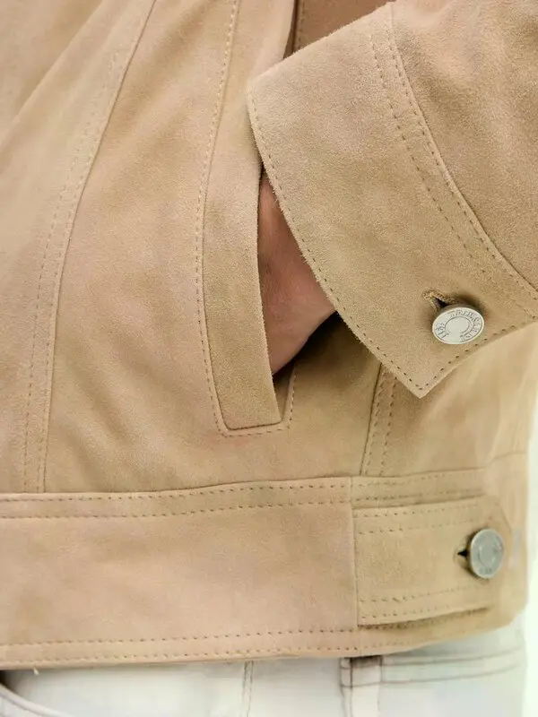 TRUSSARDI Suede-finish Button-up Jacket