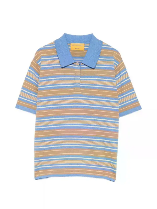 Guest In Residence Striped Short-sleeve Polo Top - Blue
