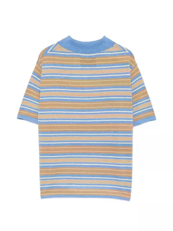 Guest In Residence Striped Short-sleeve Polo Top - Blue
